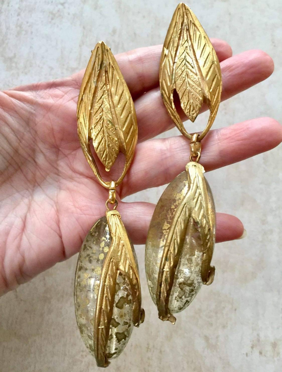 Wow! MADE in ITALY Earrings Artisan Gold Plated Statement Dangle Drop ...