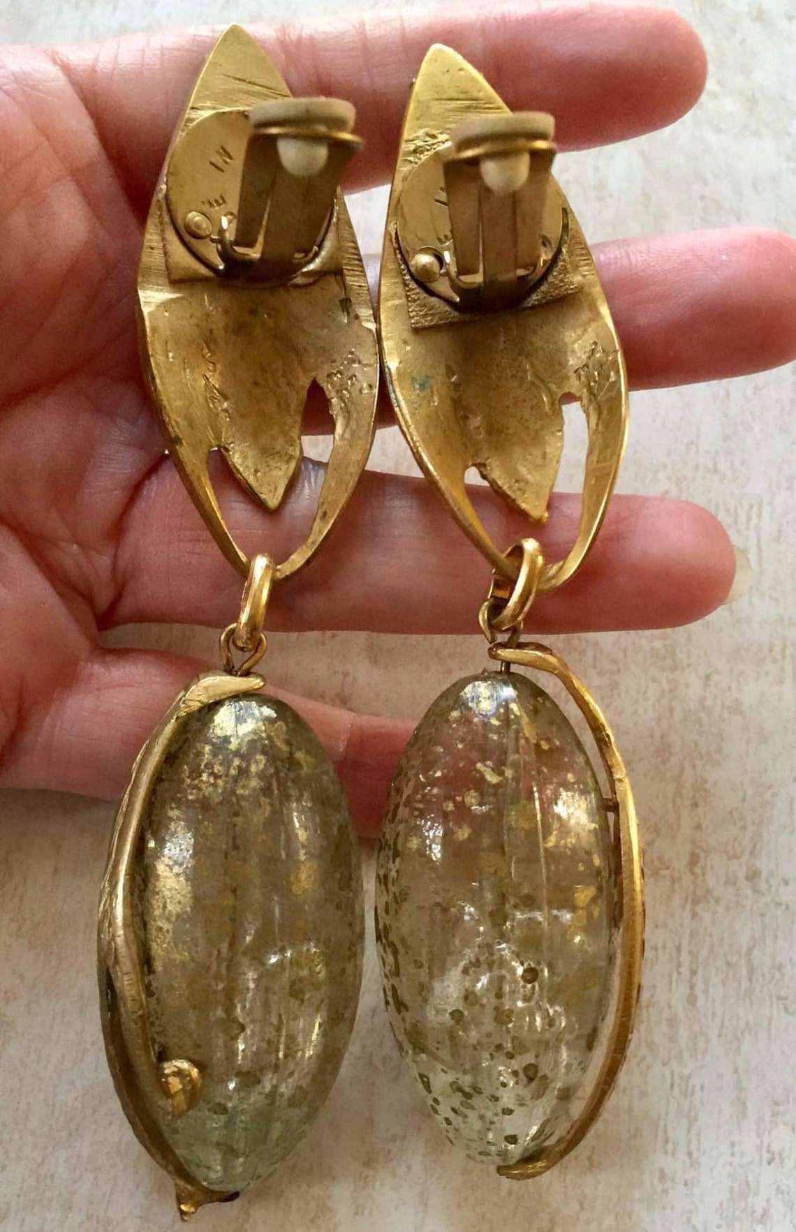 Wow! MADE in ITALY Earrings Artisan Gold Plated Statement Dangle Drop ...