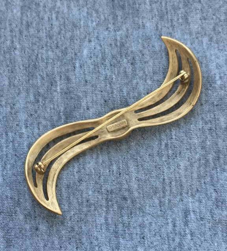 Wow! Monet Bar Brooch PIN Designer Couture Gold Tone Statement Long ...