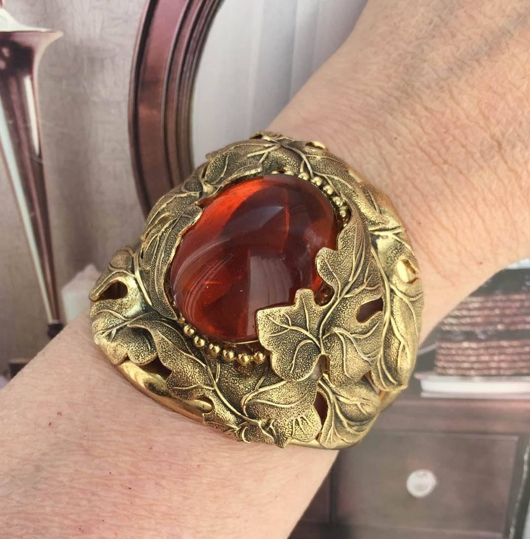 Stunning Whiting & Davis Bracelet Clamper Cuff Dark Orange Colored ...