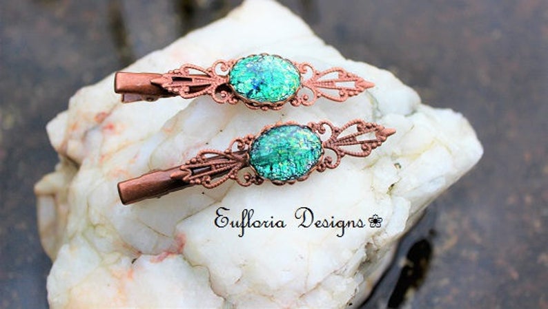 Victorian Hair Clips for Women Hair Accessories Emerald - Etsy