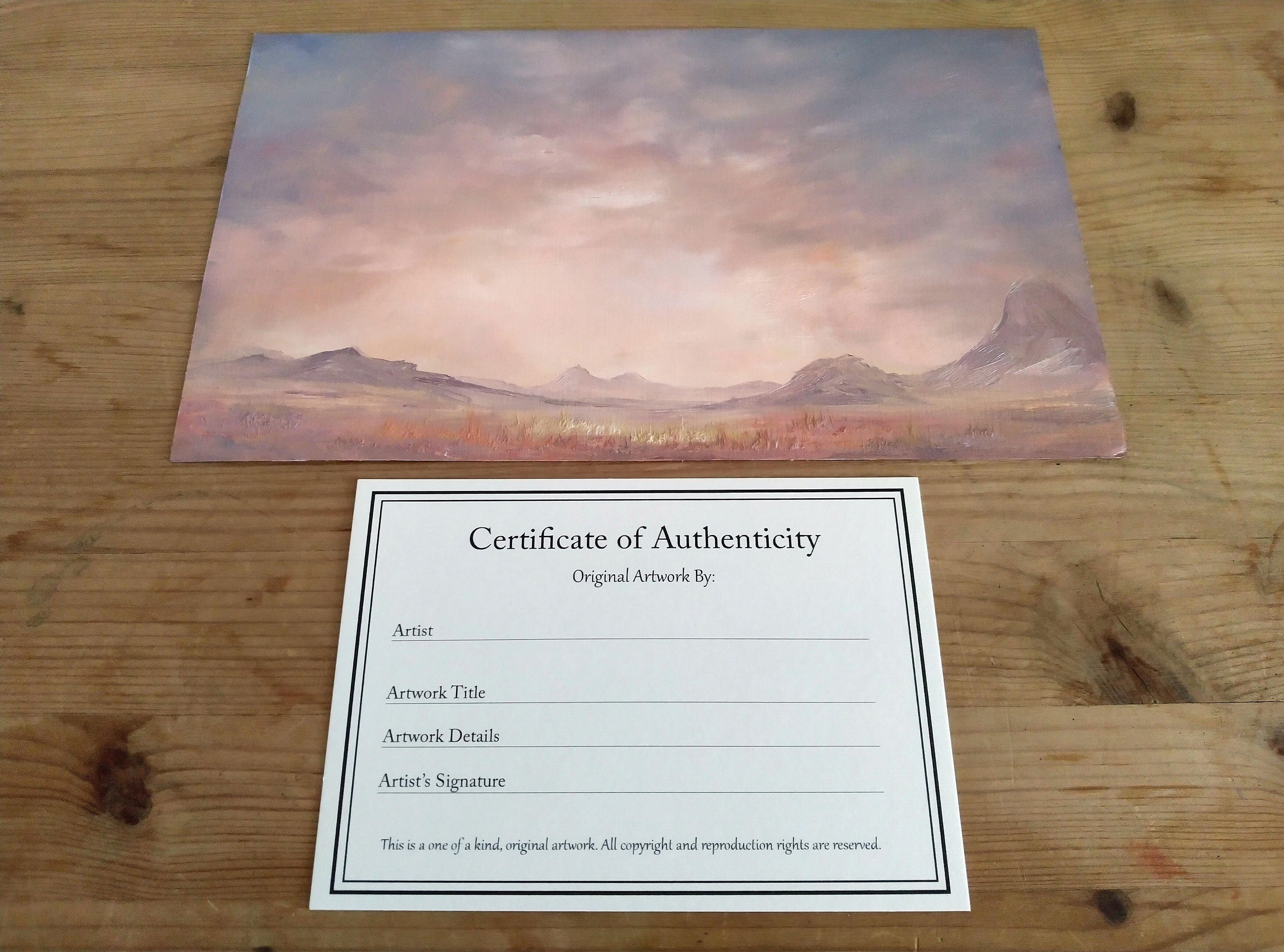 Certificate of Authenticity Cards - Original Fine Artwork - Set of 20 ...