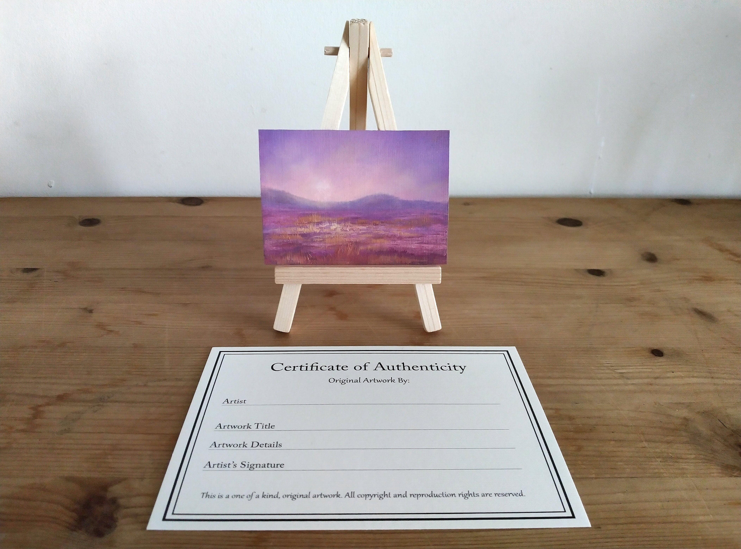 Certificate of Authenticity Cards - Original Fine Artwork - Set of 20 ...