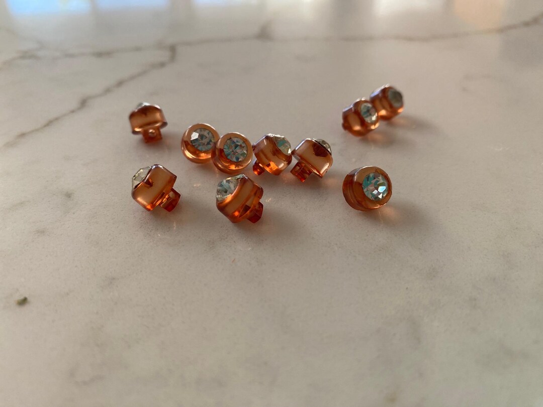 1950's Rhinestone Amber Colored Buttons, Set of 10 - Etsy