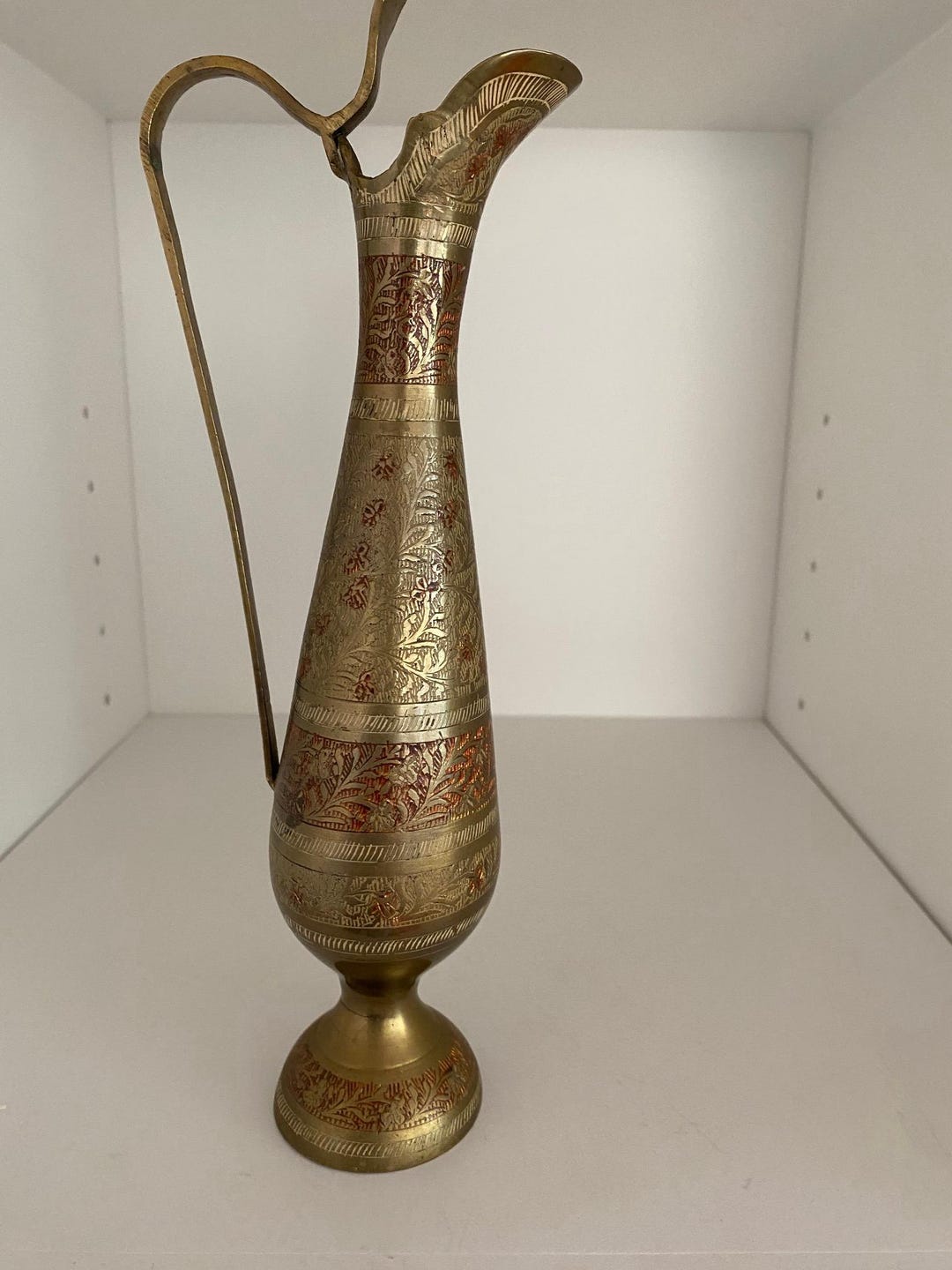 Vintage Hand Tooled Brass Ewer or Pitcher, Made in India - Etsy