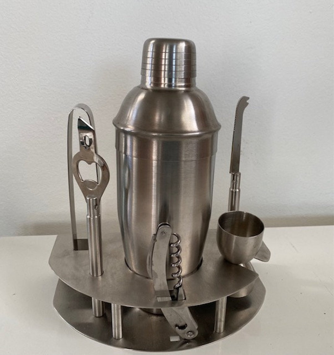 Brushed Chrome 6 Piece Cocktail Tool Set With Shaker - Etsy