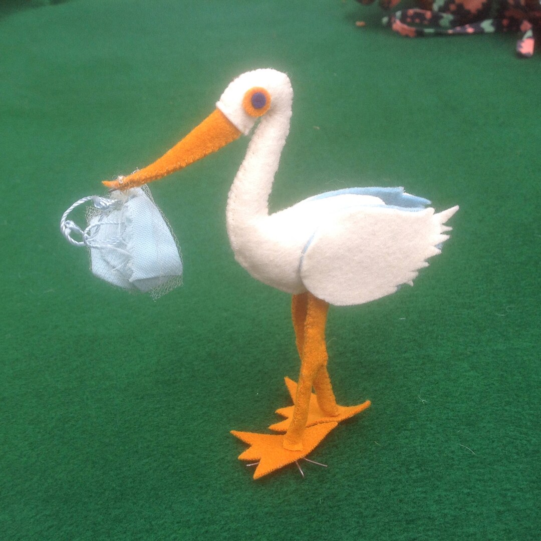 Stork Carrying Baby, Handmade in Felt - Etsy