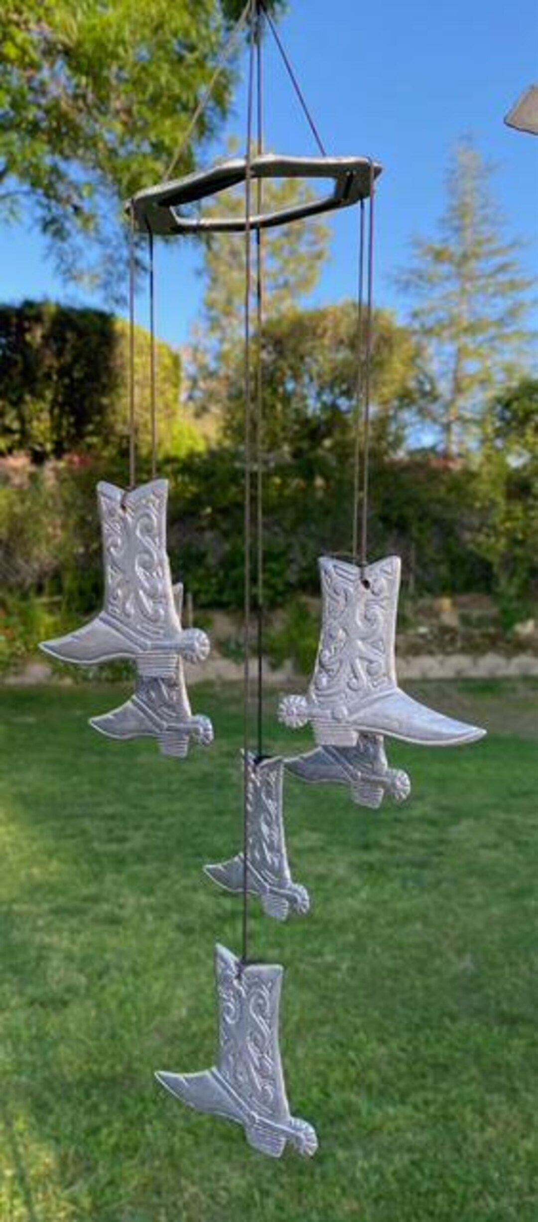 Vintage Pewter Cowboy Boot Wind Chimes by Spoontique, Vintage Western ...