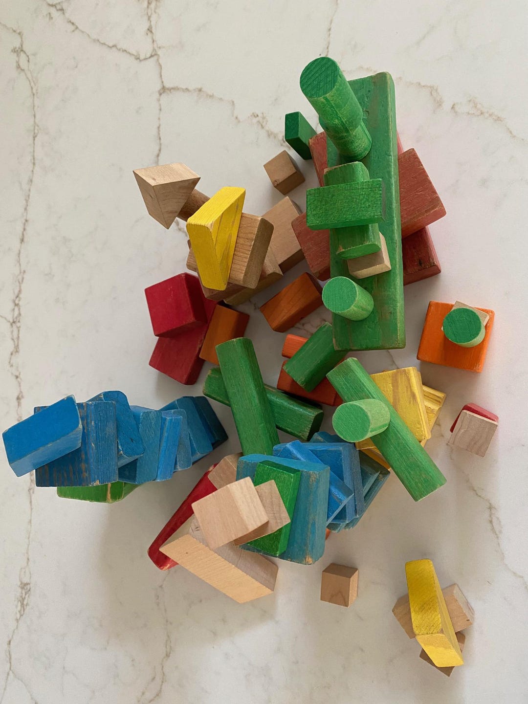 Wooden 1970's Child's Building Blocks , 73 Pieces - Etsy