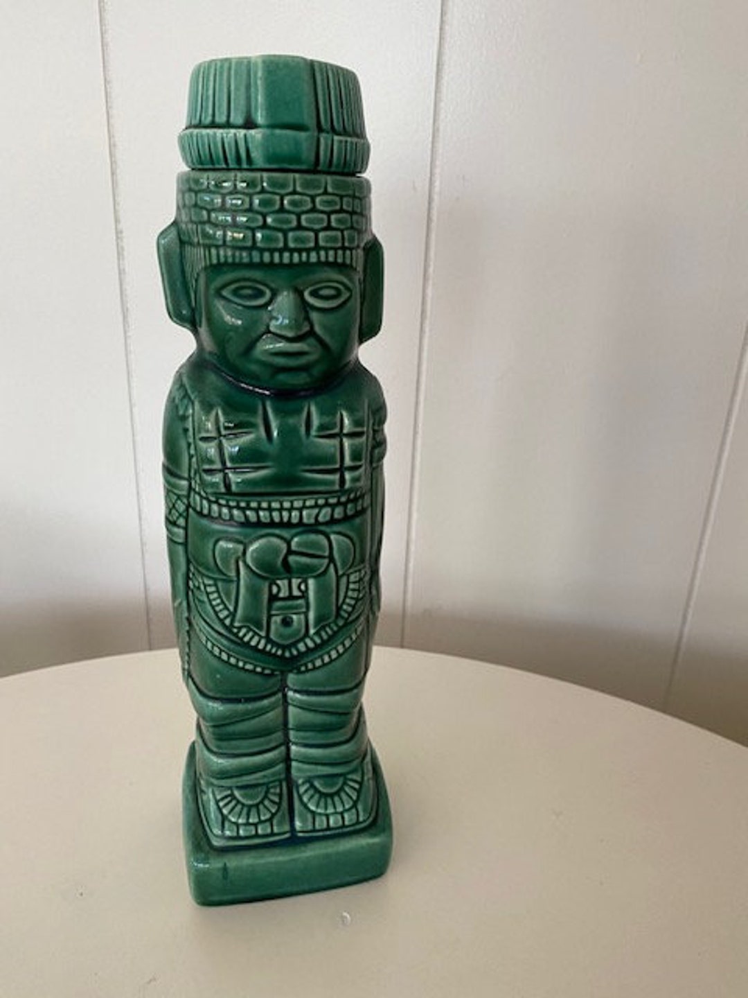 Vintage Tiki Aztec Mayan Liquor Bottle Decanter, Jade Green - Etsy