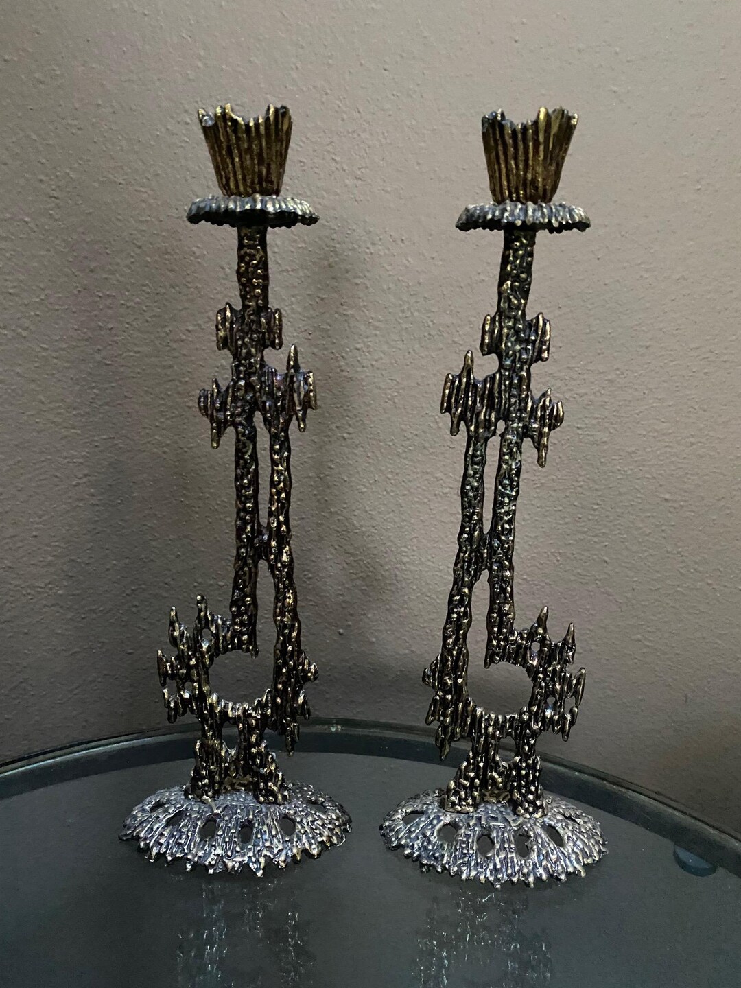 Wainberg Brass Shabbat Candlesticks, Made in Israel, Brutalist Mid ...