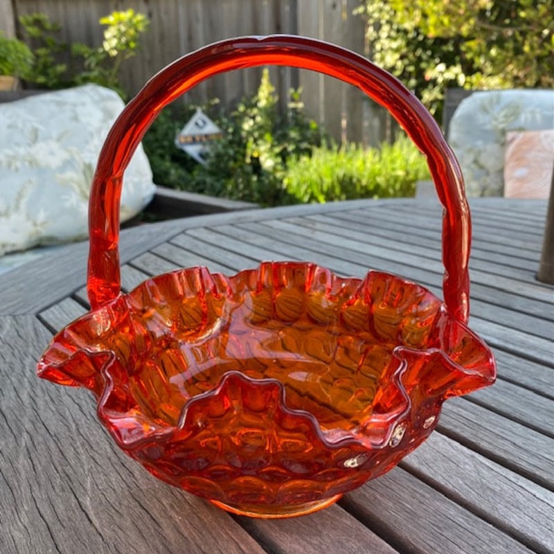 Vintage Glass Basket - Etsy