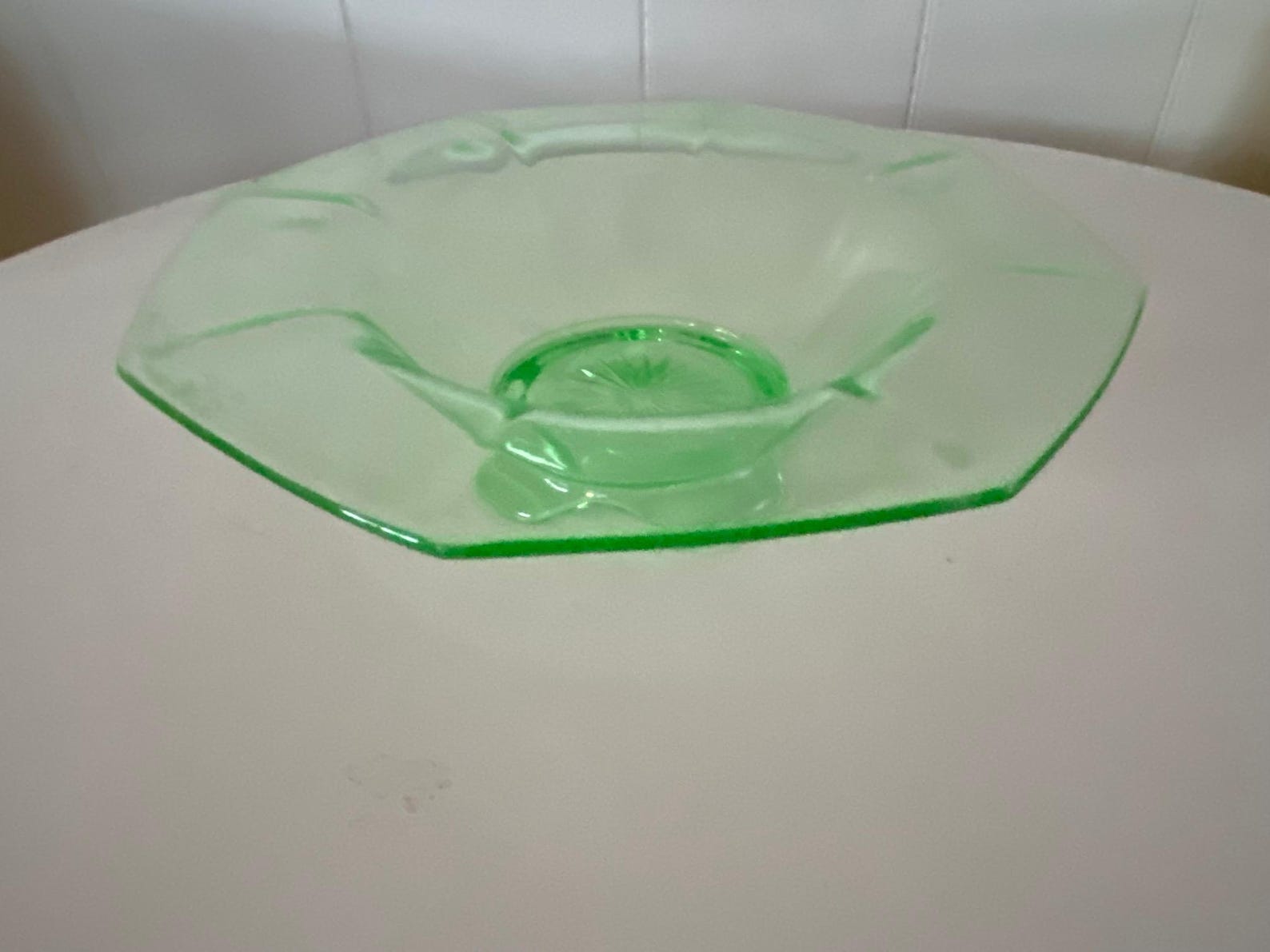 Uranium Glass Octagon Pedestal Bowl - Etsy