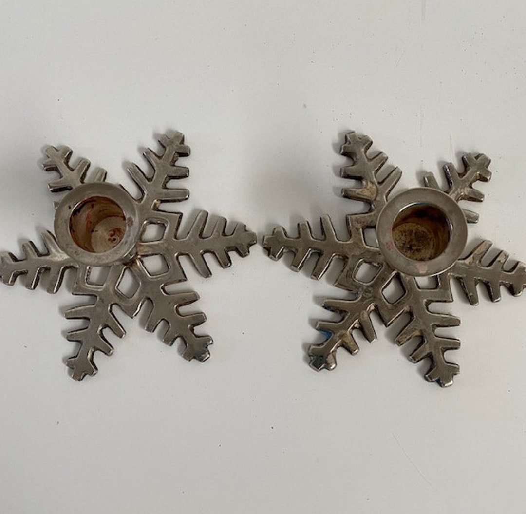 Silver Colored Snowflake Candle Holders - Etsy