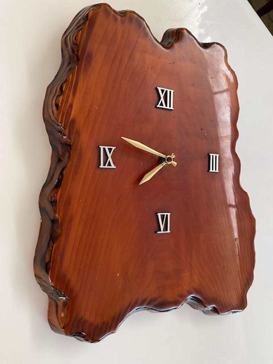 Vintage Burl Wood Clock, 1970's, Made by Ken Hutchins - Etsy