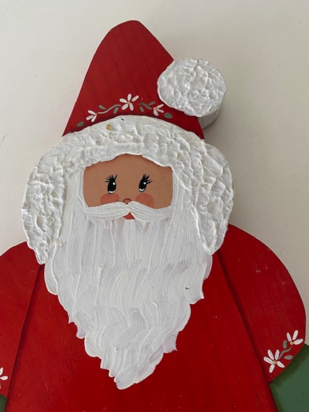 Hand Painted Wooden Santa Claus - Etsy