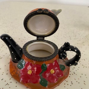 Vintage Miniature Tea Pot Trinket Box With Hinged Lid - Etsy