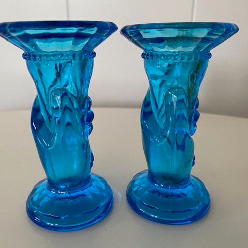 Blue Opalescent Vase - Etsy