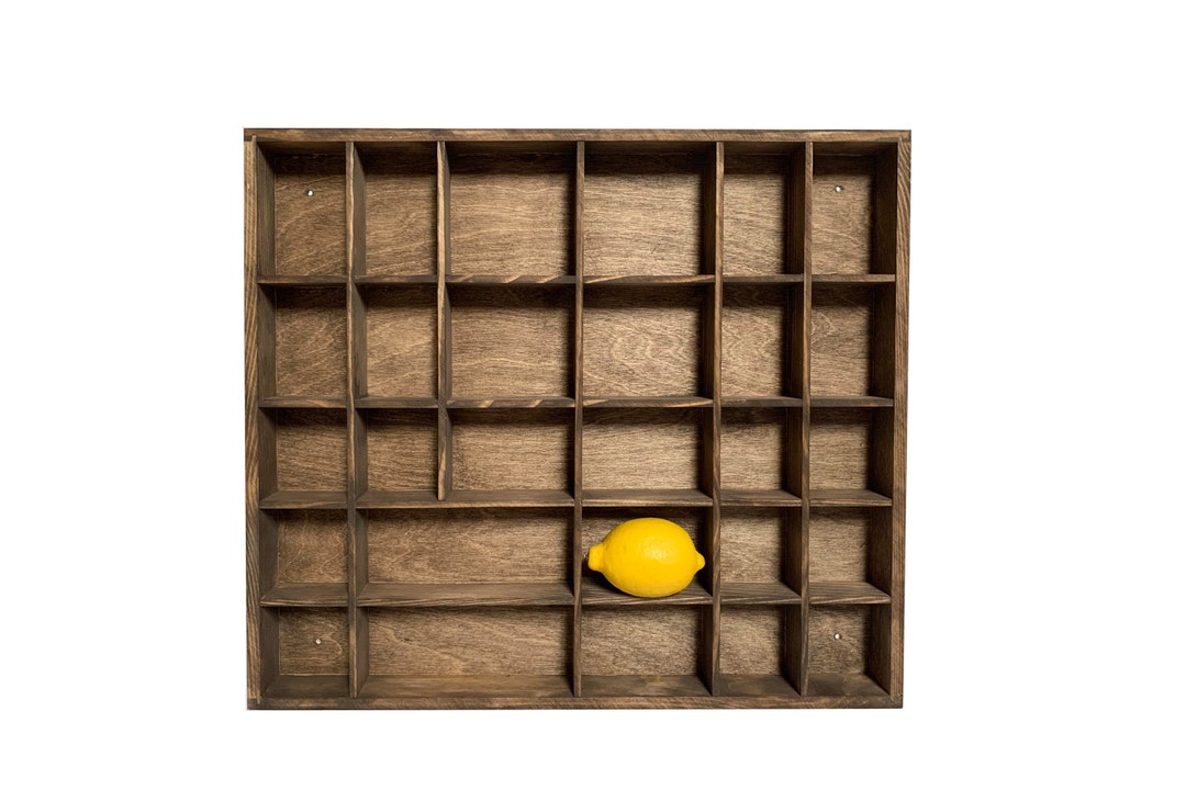 Brown Wooden Display, 28 Compartments Spice Rack, Painted Wood Knick ...