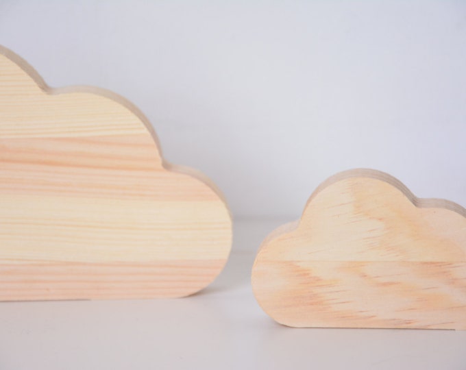 Set of 2 Wooden Cloud Shape, Large and Small, Wall Decor, Bedroom ...