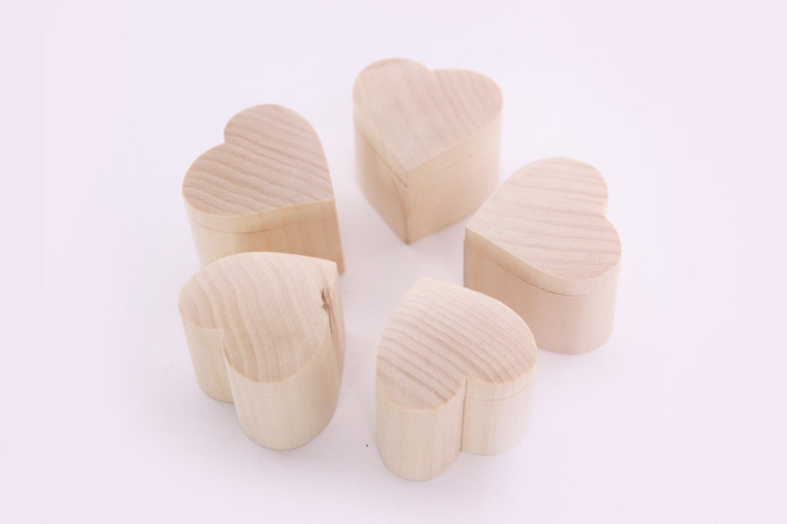 Heart Shaped Wooden Box Unfinished Wooden Ring Box Jewelry - Etsy