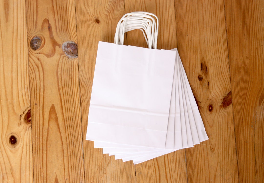 Set of 15 Paper Bags White Paper Bag With Handles Small - Etsy