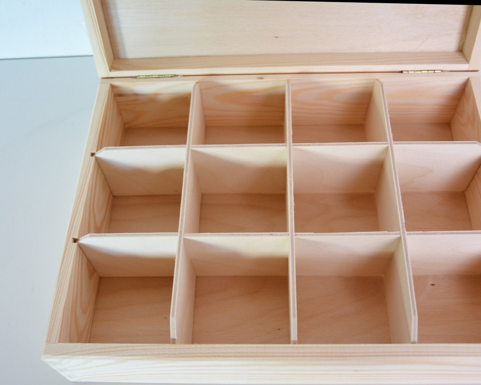 Wooden Tea Box Unfinished 12 Compartments Display Box - Etsy