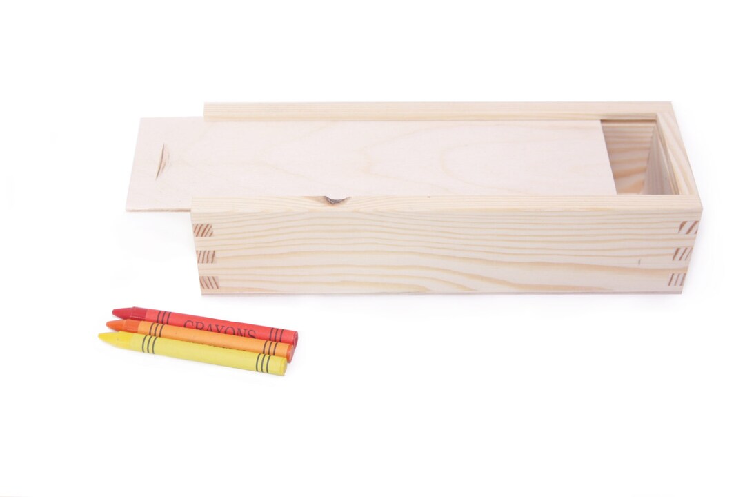 Wooden Pencil Case Sliding Lid Unfinished Box Unpainted Plain - Etsy