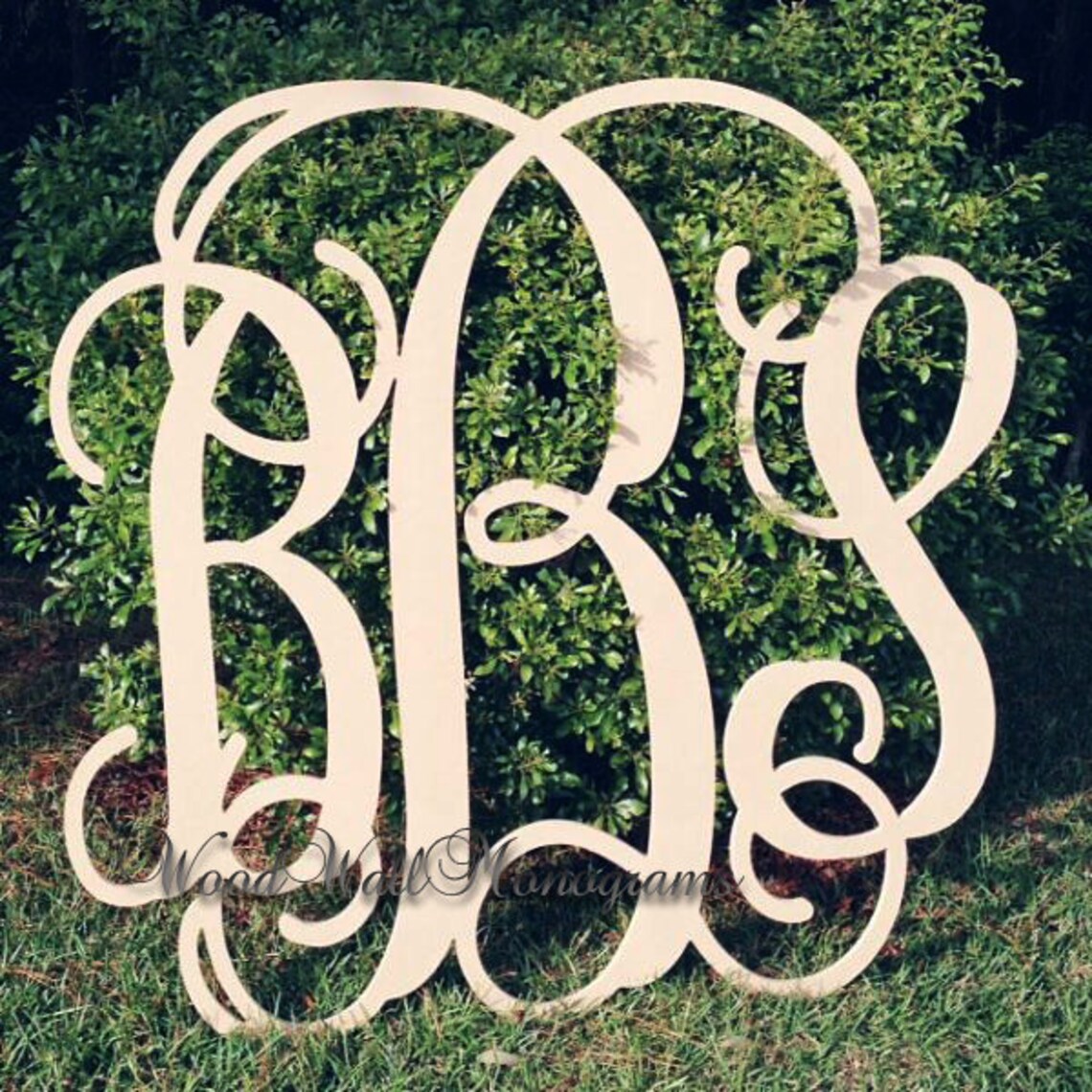 Large Wooden Monogram Unpainted Vine Script Monogram Wedding - Etsy