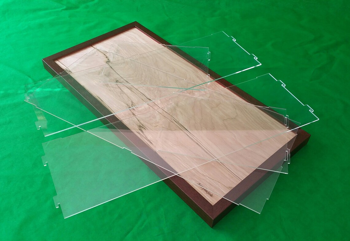 25"l X 8.5"w X 10"h Table Top Acrylic Display Case With Walnut Wooden ...