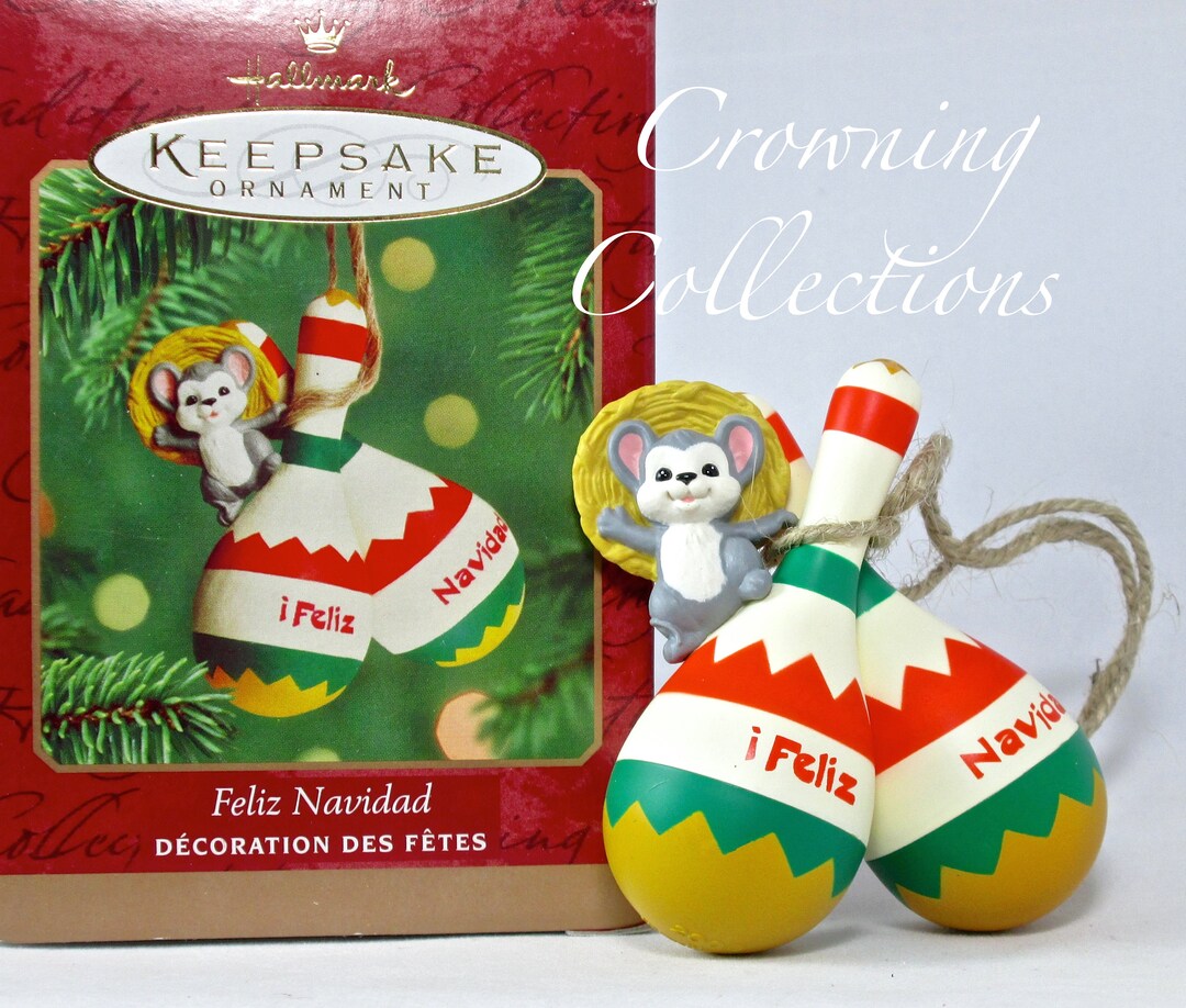 2000 Hallmark Feliz Navidad Mouse Maracas Keepsake Ornament Sombrero ...