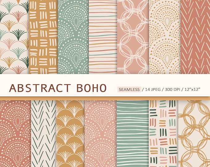 Boho Digital Paper. Seamless Boho Patterns. Scandinavian Scrapbook ...
