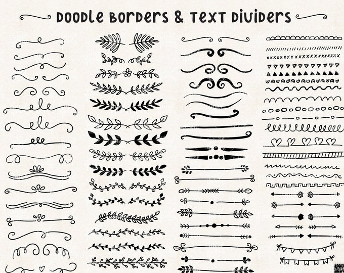 Hand Drawn Clip Art Design Elements Commercial Use, Dividers, Borders ...