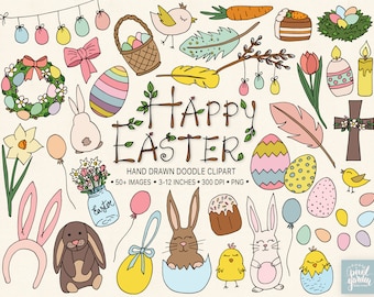 Commercial Use Hand Drawn Easter Egg Clipart Boho Clip Art Easter ...