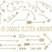 Gold Glitter Arrows Clip Art. Hand Drawn Arrows Clipart. Glitter Doodle ...