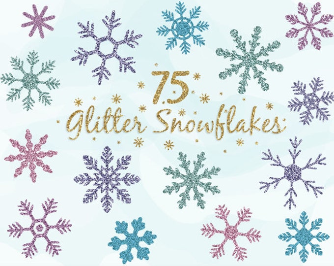 Glitter Snowflake Clip Art. Sparkle Christmas Snowflakes. | Etsy