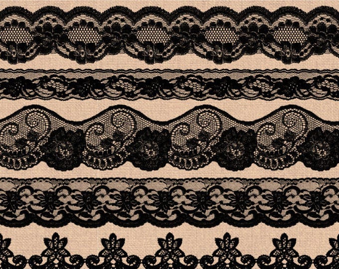 Black Lace Border Clip Art. Wedding Lace Clipart. Shabby | Etsy