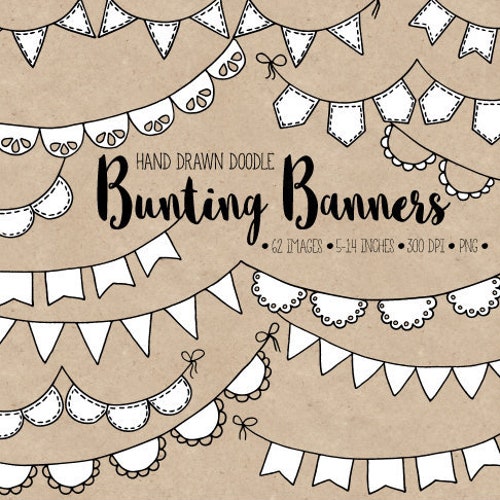 Doodle Bunting Banner Clipart. Hand Drawn Birthday Bunting. - Etsy