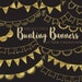 Gold Bunting Banner Clip Art. Gold Glitter Party Garland. Hand | Etsy