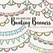 Bunting Banner Clip Art. Doodle Flag Banners. Hand Drawn Party Garland ...