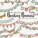 Hand Drawn Bunting Clip Art. Doodle Bunting Banners. Digital | Etsy
