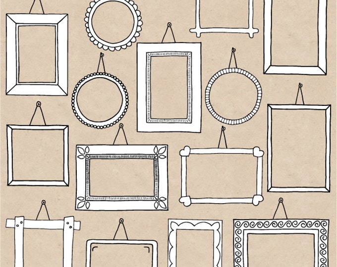Doodle Frames Clipart. Hand Drawn Frames Clipart. Photo Borders, Frames ...
