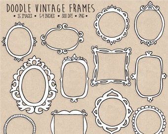 Doodle Frames Clipart. Hand Drawn Frames Clipart. Photo Borders, Frames ...