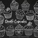 Chalkboard Cupcake Clipart. Hand Drawn White Cupcake Outlines. Chalk ...