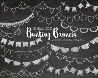 Doodle Bunting Banner Clipart. Hand Drawn Birthday Bunting. | Etsy