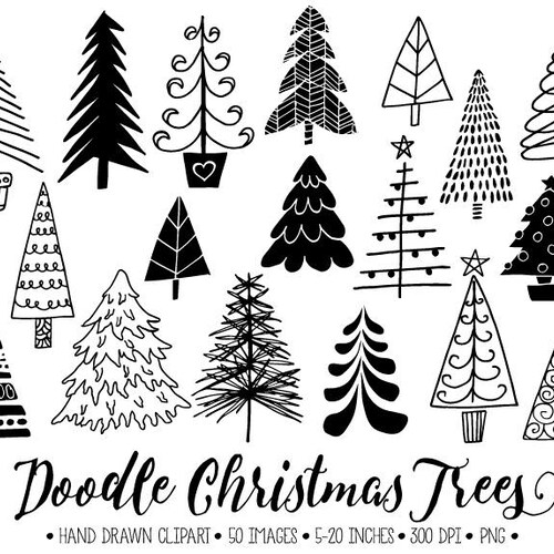 Doodle Christmas Tree Clip Art. Hand Drawn Christmas Tree - Etsy