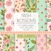 Mint Pink Floral Digital Paper. Cottage Chic Scrapbook Paper. | Etsy