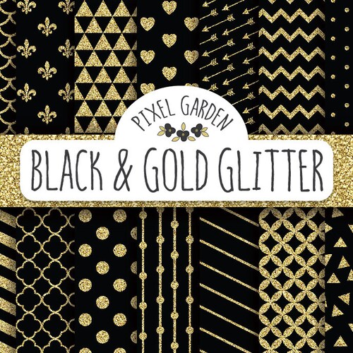 Gold Black New Year's Eve Digital Paper Blog Background | Etsy
