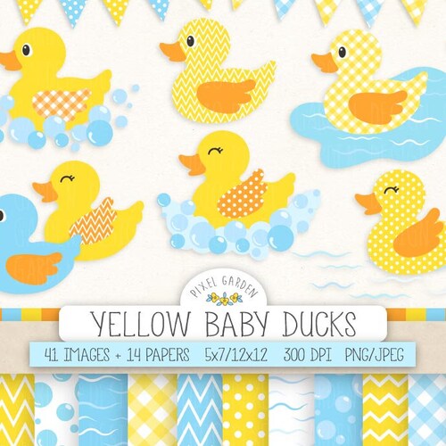 Premium Rubber Duck Clip Art & Digital Paper Set Rubber Duck - Etsy