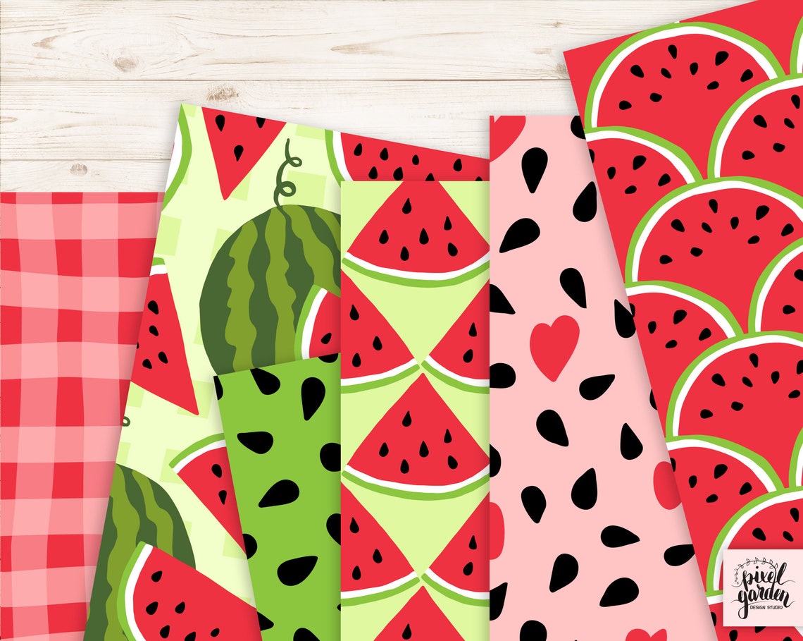 Watermelon Digital Paper. Summer Scrapbooking Paper. Seamless ...